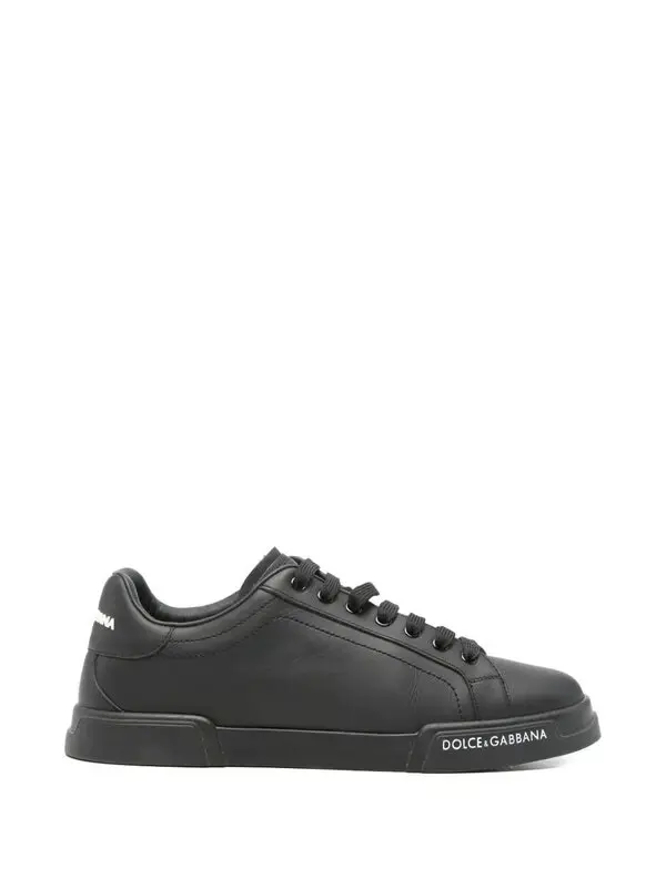 Dolce & Gabbana Portofino Leather Sneakers - Black