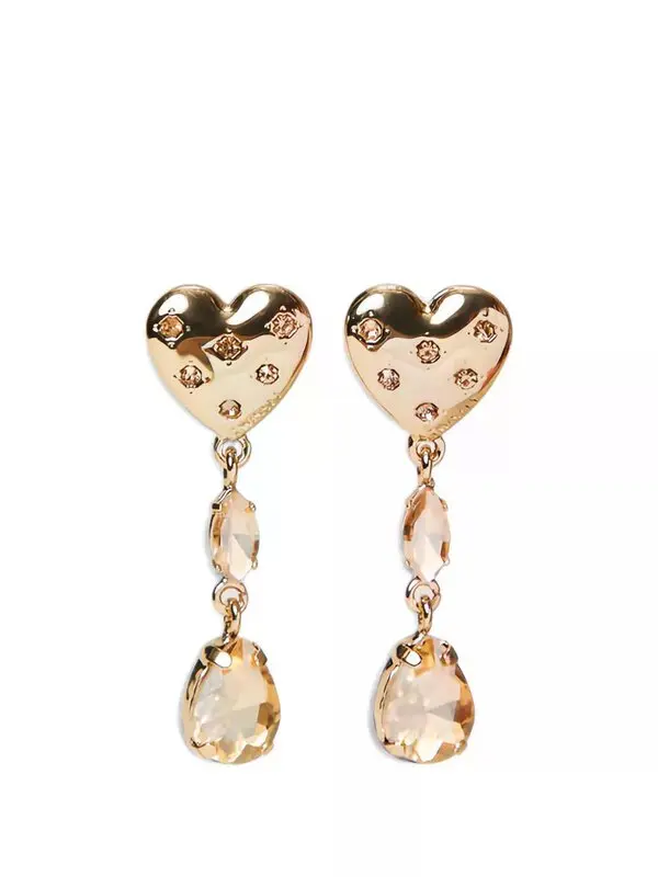 TWINSET Heart-shaped Rhinestone Drop Earrings - Gold