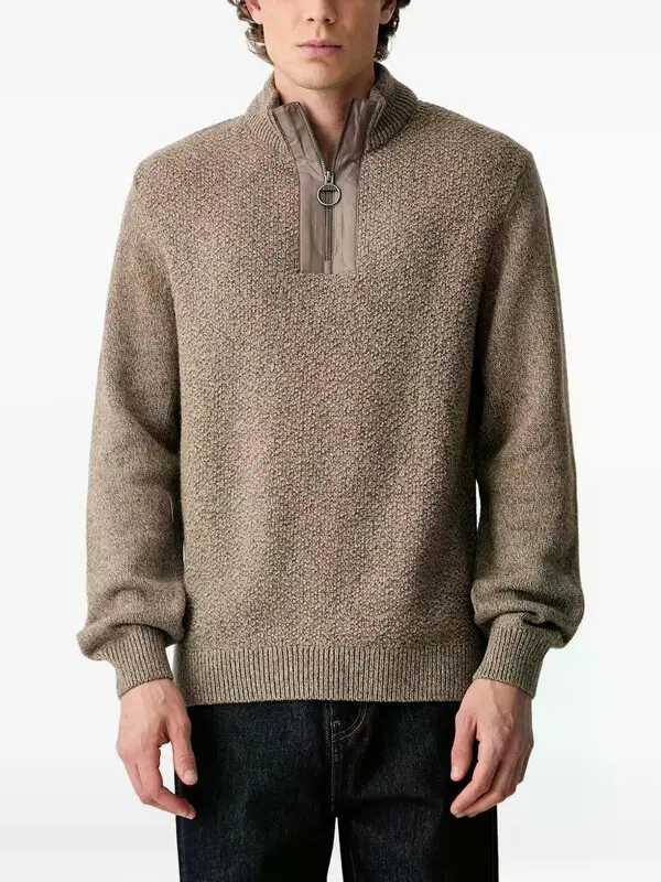 Barbour Half-zip Textured-knit Sweater - Brown