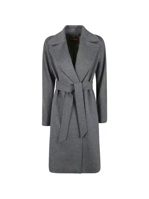 Max Mara Belted Single-breasted Coat - Grey