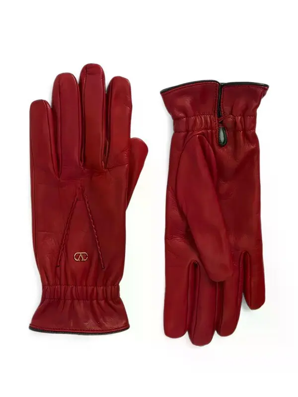 Valentino Garavani Vlogo Signature Leather Gloves - Red