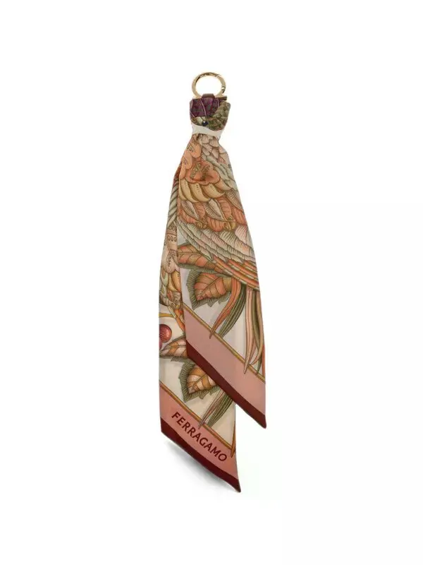 FERRAGAMO Parrot-print Scarf Keyring - Neutrals