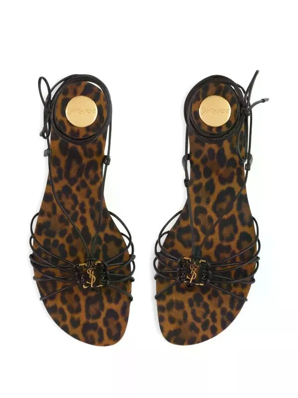 Saint Laurent Babylone Multistrap Leopard Print Sandals