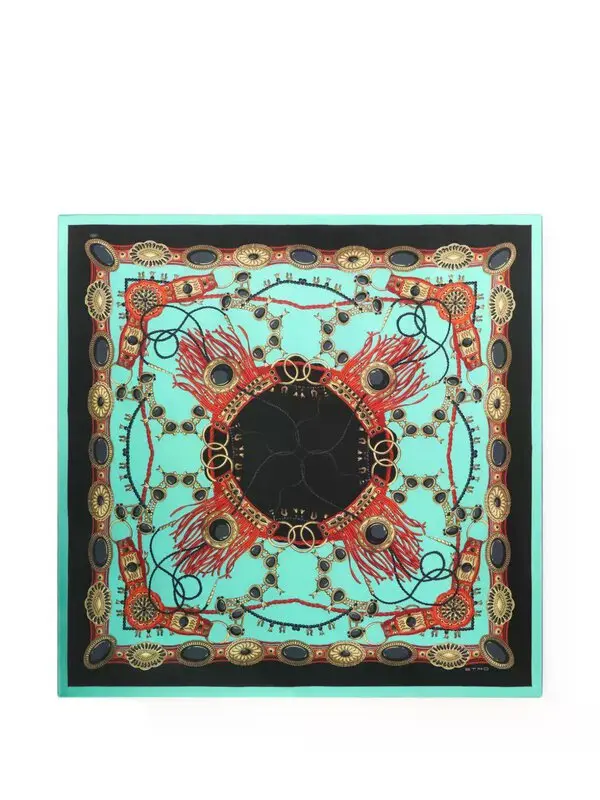 Etro Silk Scarf With Jewel Motif - Green
