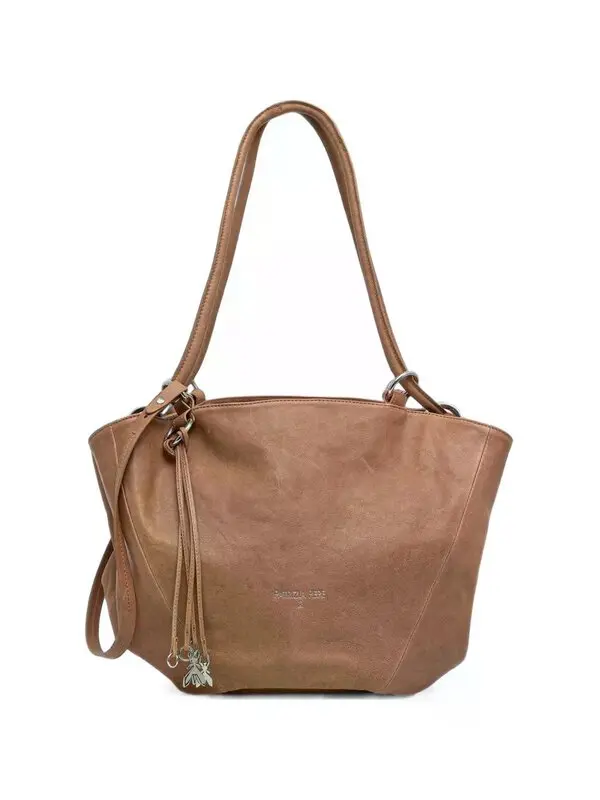 Patrizia Pepe Calf Leather Tote Bag With Logo Detail - Neutrals