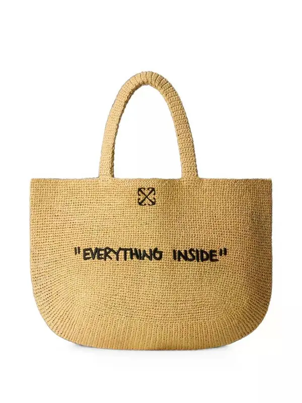 Off-White Jitney Quote Raffia Tote Bag - Neutrals