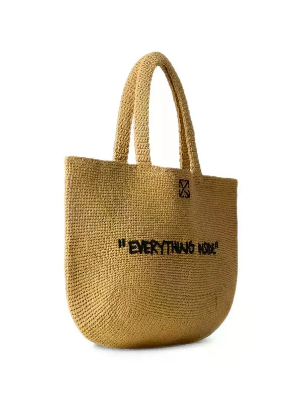 Off-White Jitney Quote Raffia Tote Bag