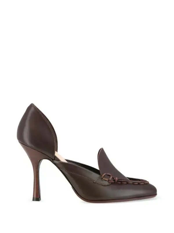 TOD'S Whipstitch-detail Heeled Pumps - Brown