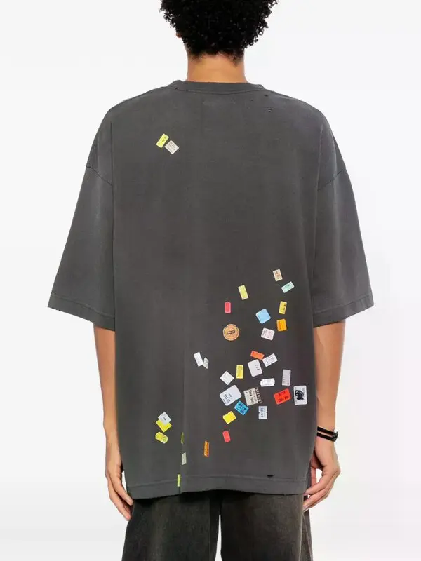 Mihara Yasuhiro Sticker-print Distressed T-shirt