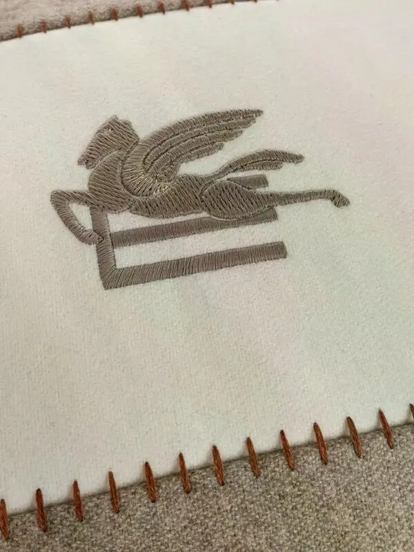 Etro Pegaso-embroidered Whipstitched Pillow - Brown