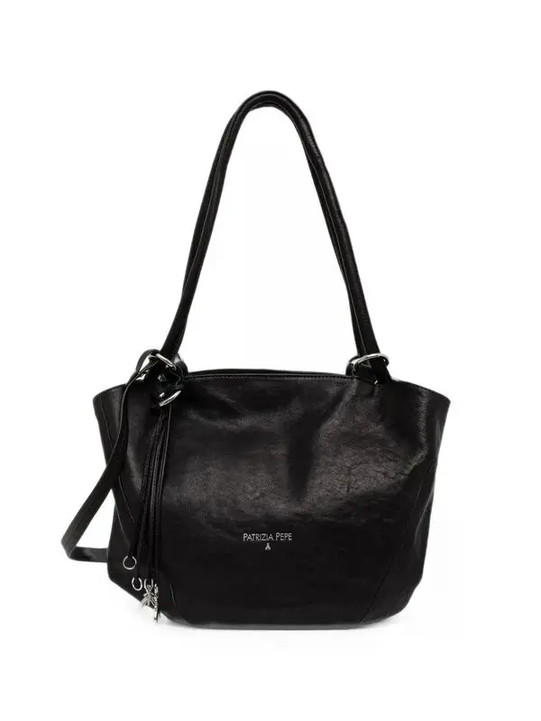 Patrizia Pepe Logo-print Leather Tote Bag - Black