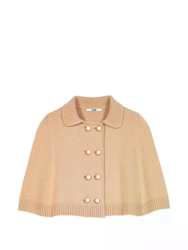 Maje Wool Blend Cape With Gold-tone Buttons