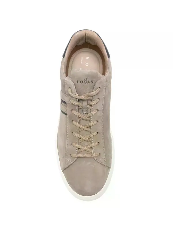 Hogan Suede "h" Logo Lace-up Sneakers - Neutrals