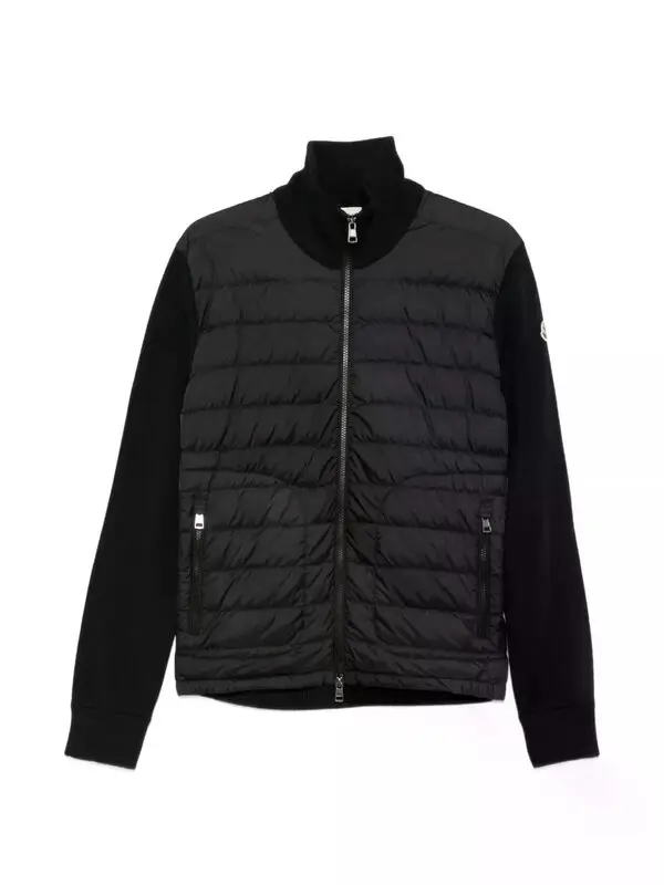 Moncler Quilted Panel Zip-up Jacket - Black