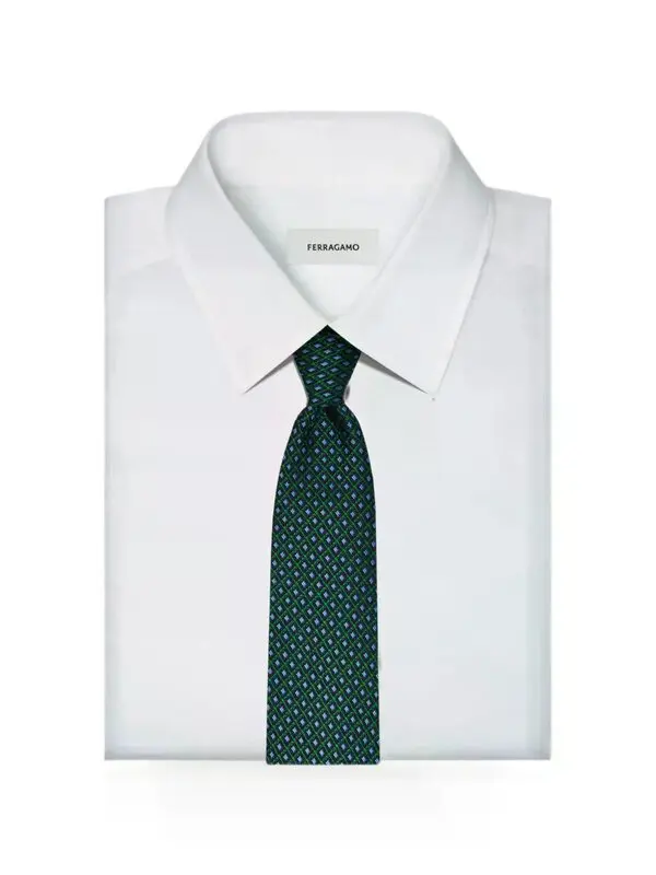 FERRAGAMO Jacquard Tie - Green