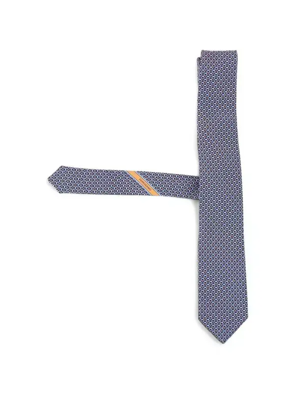 FERRAGAMO Gancini Links Print Silk Neck Tie