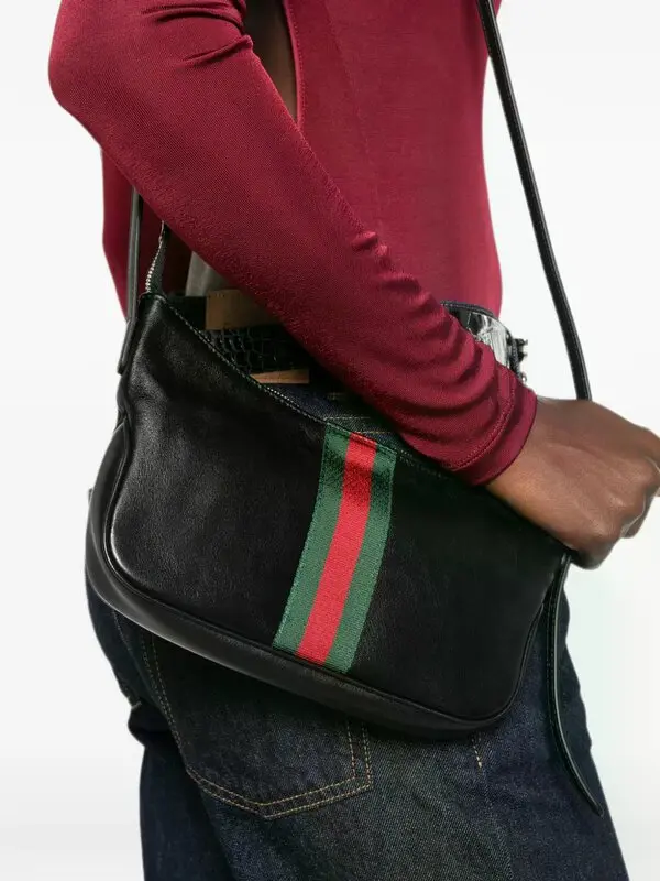 Gucci Small Lunetta Crossbody Bag With Web Stripe