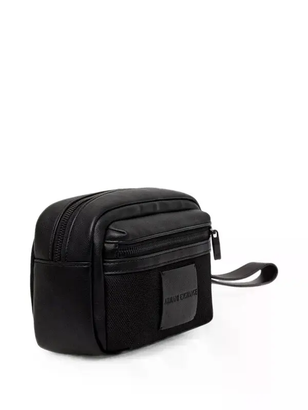 Armani Exchange Logo-patch Wash Bag - Black