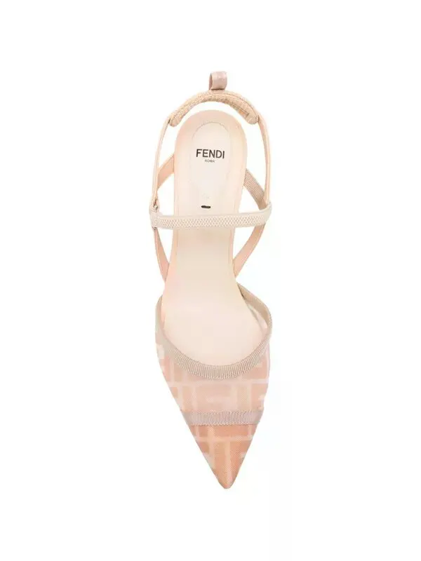Fendi Ff-motif Mesh Pointed Toe Slingback Pumps