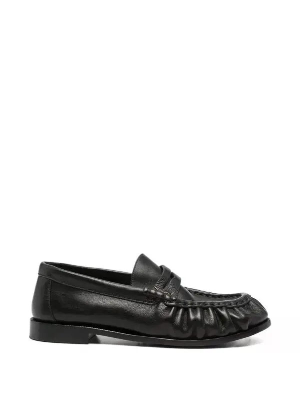 Saint Laurent Le Loafer Logo-plaque Leather Loafers - Black