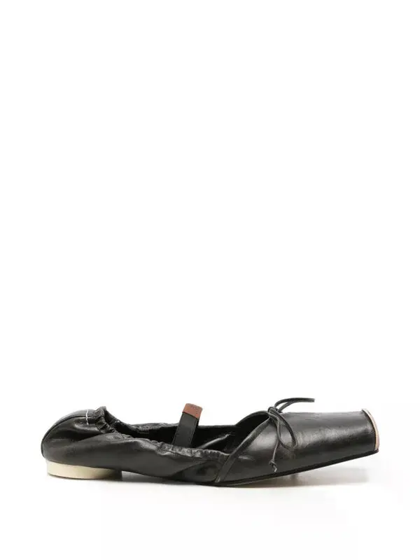 MAISON MARGIELA Square-toe Leather Ballet Flats - Black