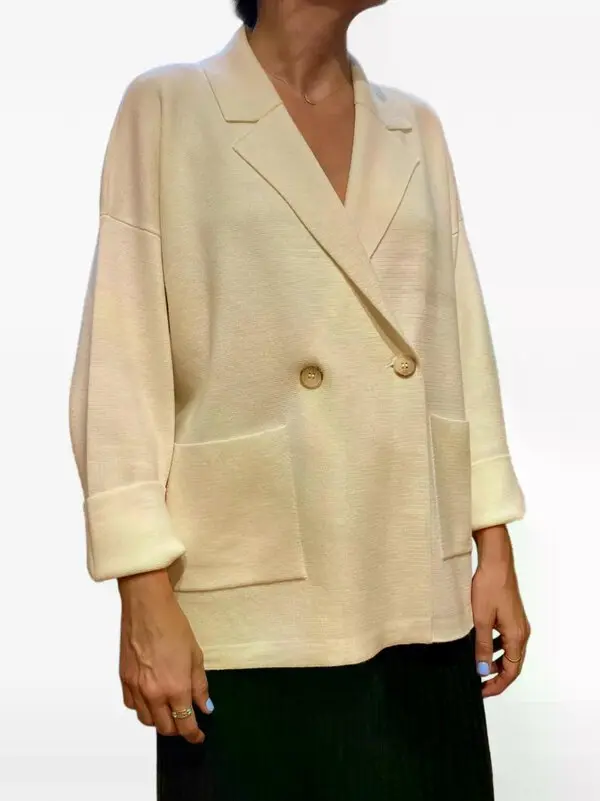 GRAN SASSO Double-breasted Knit Blazer - Neutrals