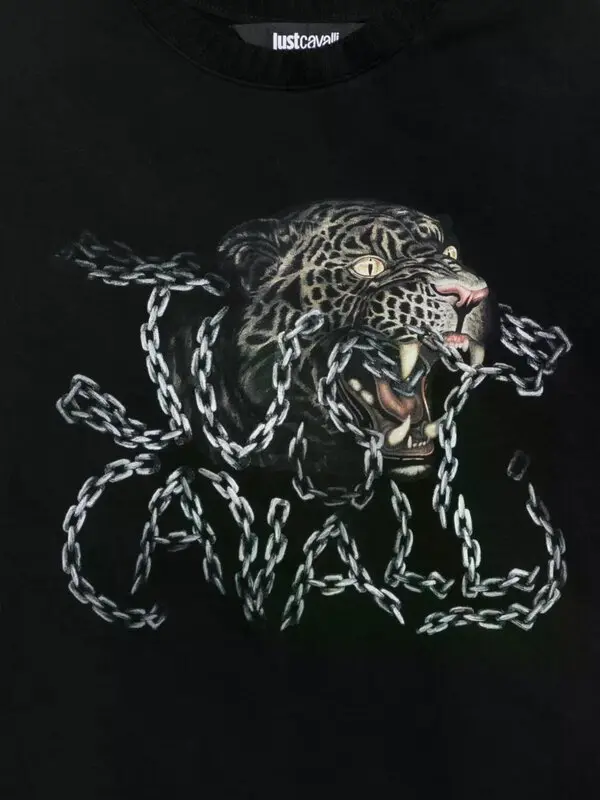 Just Cavalli Leopard Print Logo Knit Sweater