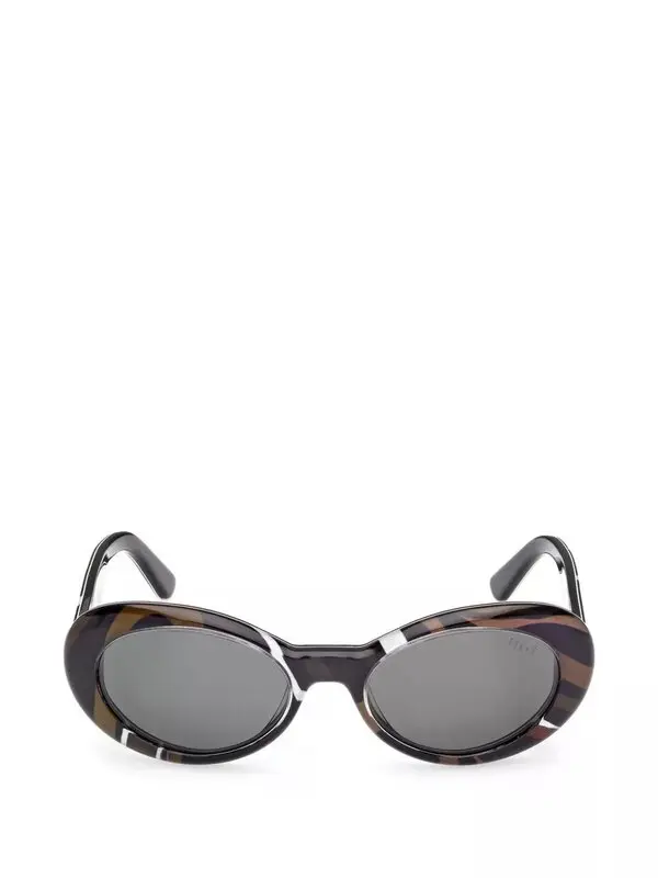 Emilio Pucci Abstract Print Oval Frame Sunglasses - Brown