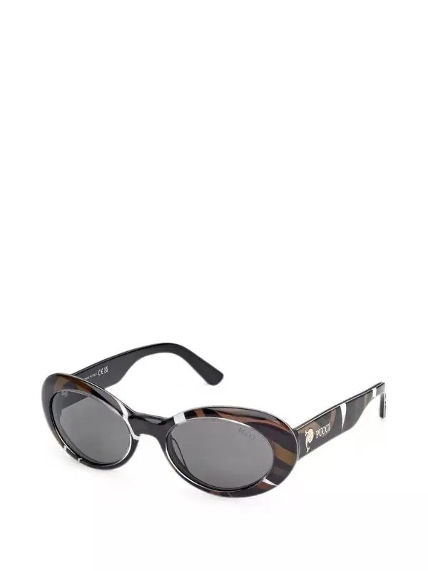 Emilio Pucci Abstract Print Oval Frame Sunglasses
