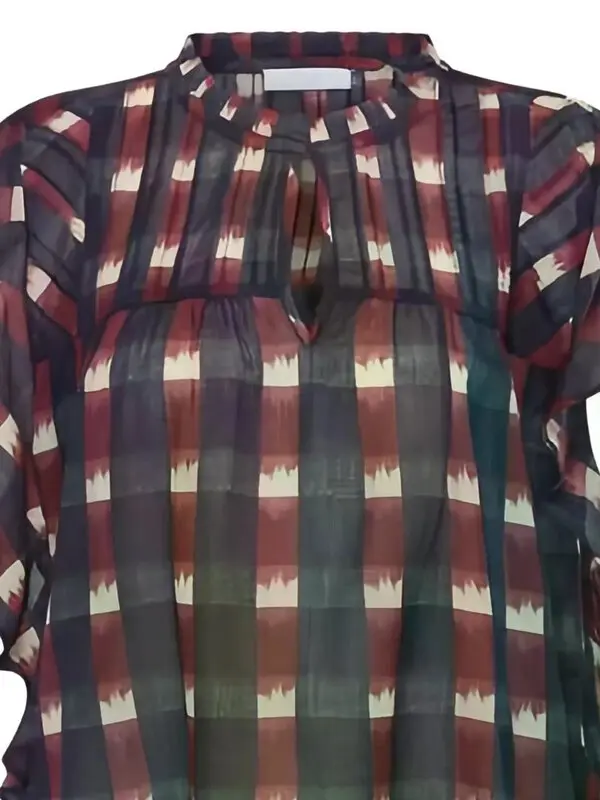 By Far Danee Ikat Ruffled Blouse - Blue