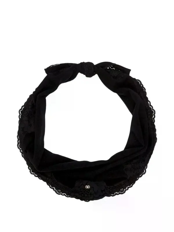 Valentino Garavani Vlogo Lace-trim Scarf - Black