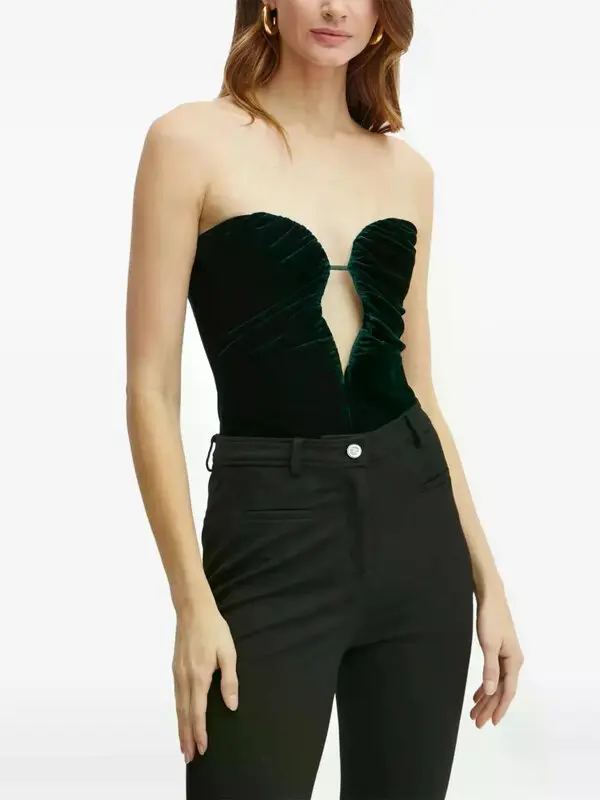Bardot Khalia Velvet-effect Ruched Bodysuit