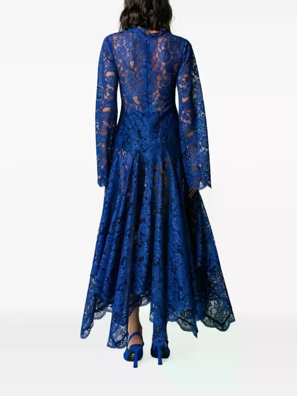 MIAU BY CLARA ROTESCU Lace-overlay Flared Dress