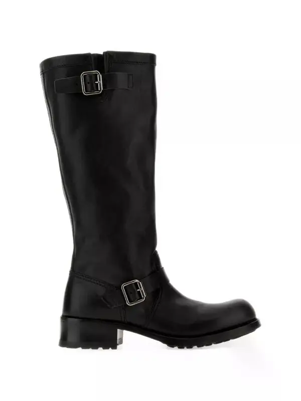Prada Shard Buckle-strap Boots - Black