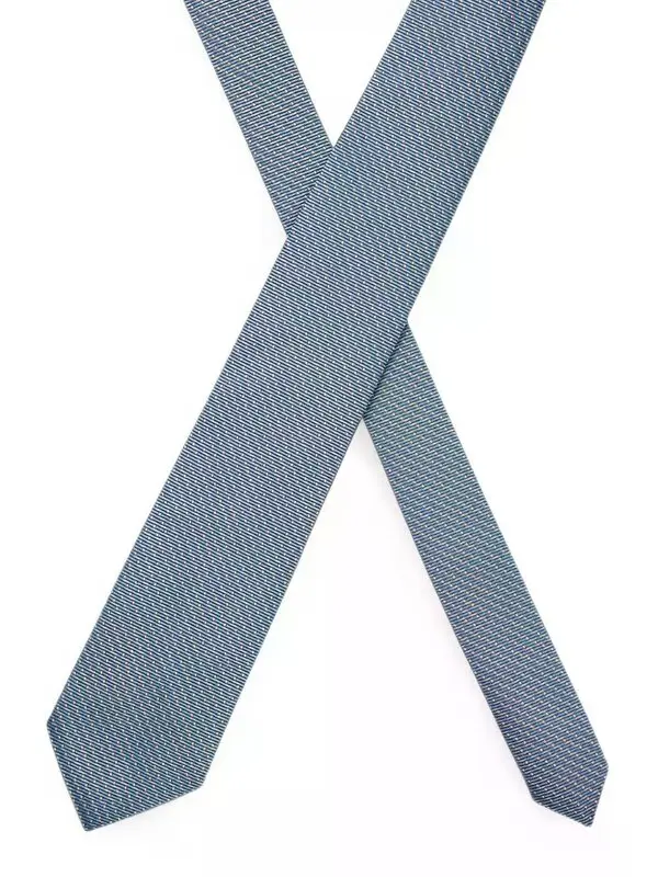 BOSS Micro-textured Silk Tie - Blue