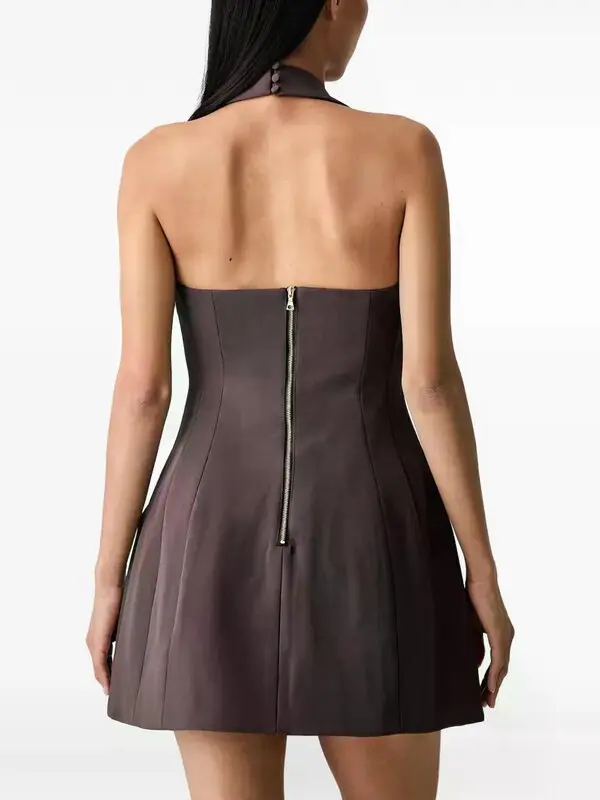 Bardot Halterneck Pleated Mini Dress