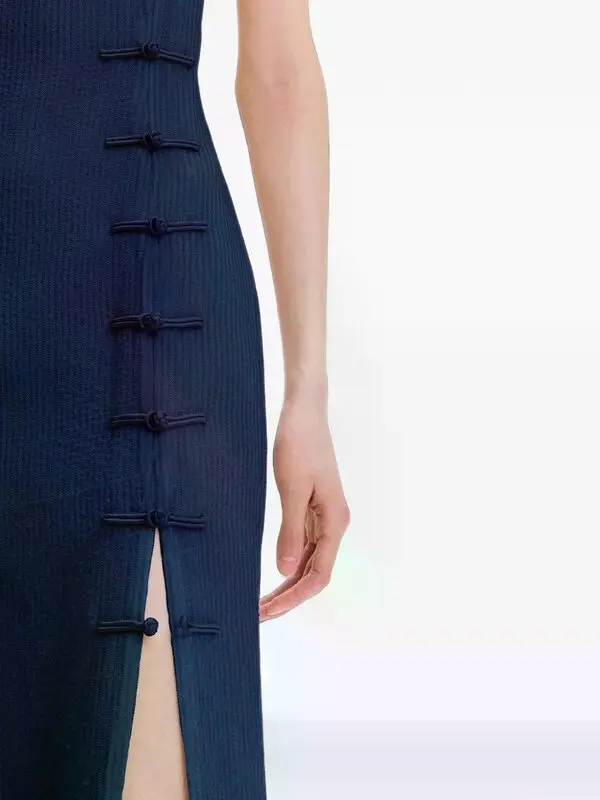 Shanghai Tang Embellished Frog Fastening Midi Dress