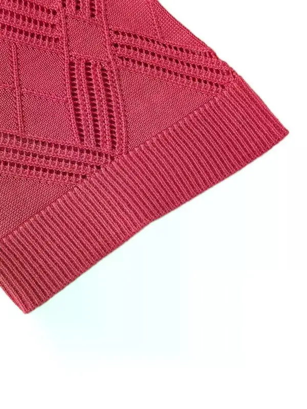 Shanghai Tang Silk Openwork Knit Top - Pink