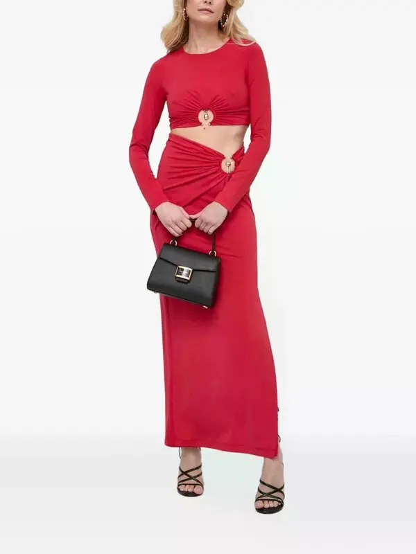 Bardot Cut-out Straight Maxi Skirt - Red