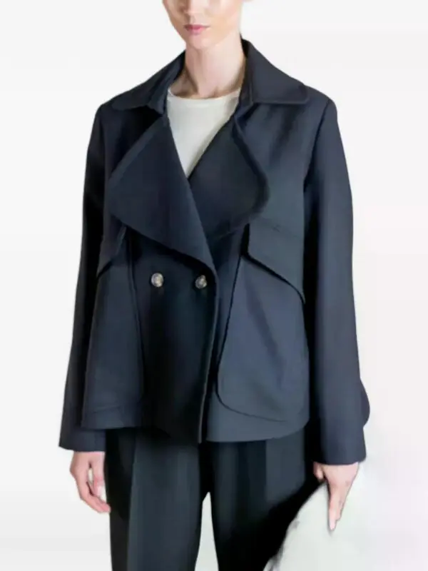 PSOPHIA Double-breasted Flared Jacket - Black