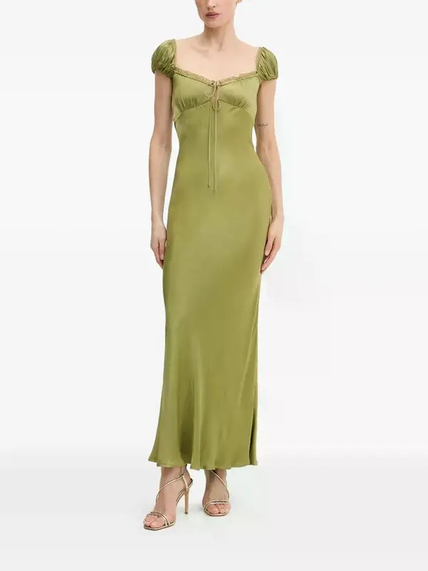 Bardot Stasia Lace-trim Puff-sleeve Maxi Dress