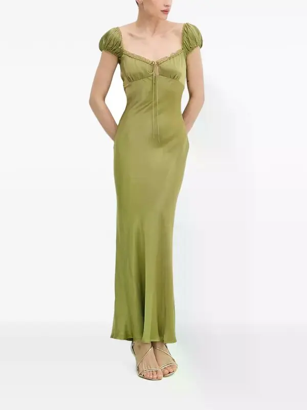 Bardot Stasia Lace-trim Puff-sleeve Maxi Dress