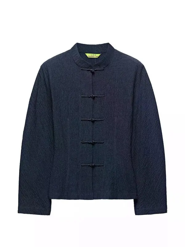 Shanghai Tang Frog-fastening Seersucker Blouse