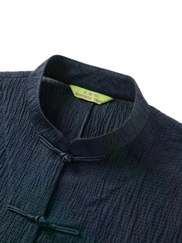 Shanghai Tang Frog-fastening Seersucker Blouse