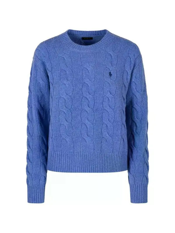 Polo Ralph Lauren Cable-knit Embroidered-logo Sweater - Blue