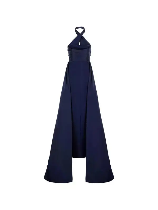 Solace London Halterneck Draped-panel Gown Maxi Dress