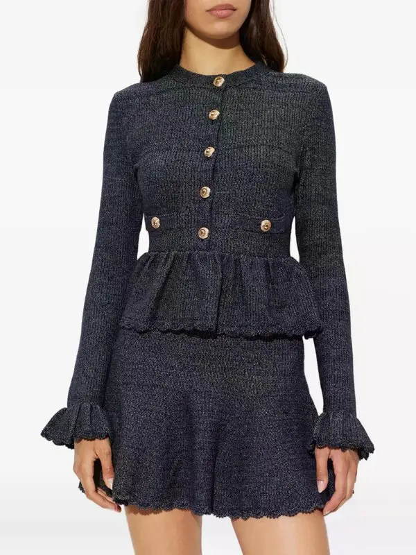 SELF-PORTRAIT Peplum-hem Long-sleeve Mini Dress