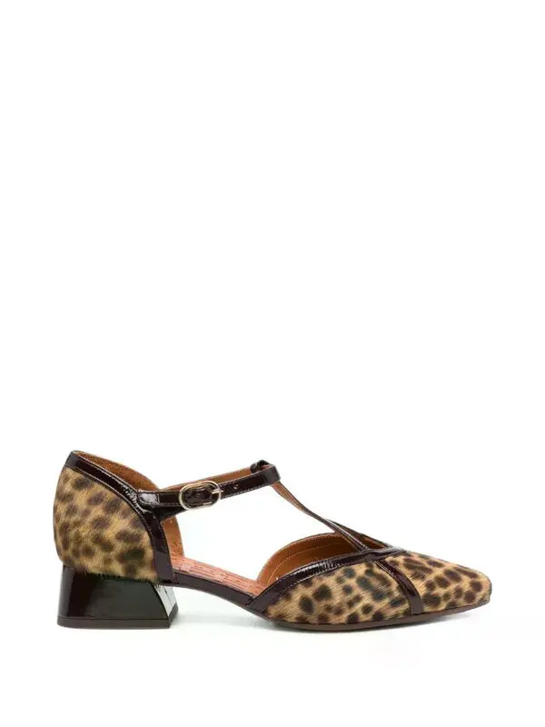 Chie Mihara Leopard-print T-bar Heeled Pumps - Brown