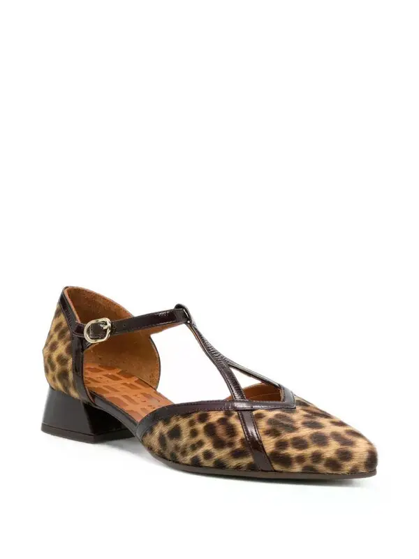 Chie Mihara Leopard-print T-bar Heeled Pumps