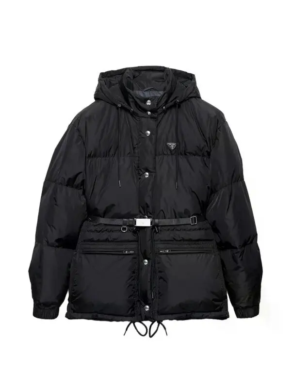 Prada Re-nylon Down Jacket With Hood - Black